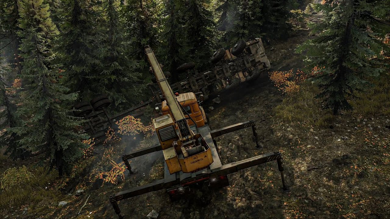 Heavy Vehicle Crane Lifting in Snow Runner - YouTube