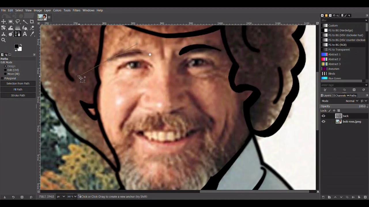 Bob Ross Cartoon | GIMP | Digital Art | Time Lapse - YouTube