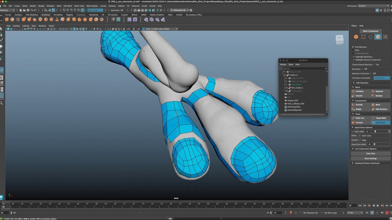 Part 22 - Retoplogy foot 2 in Autodesk Maya 2024.1 - YouTube