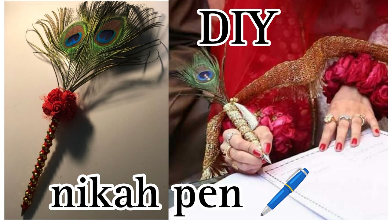 how to make nikah pen making at home/nikah 🖊️ pen decoration ideas ...