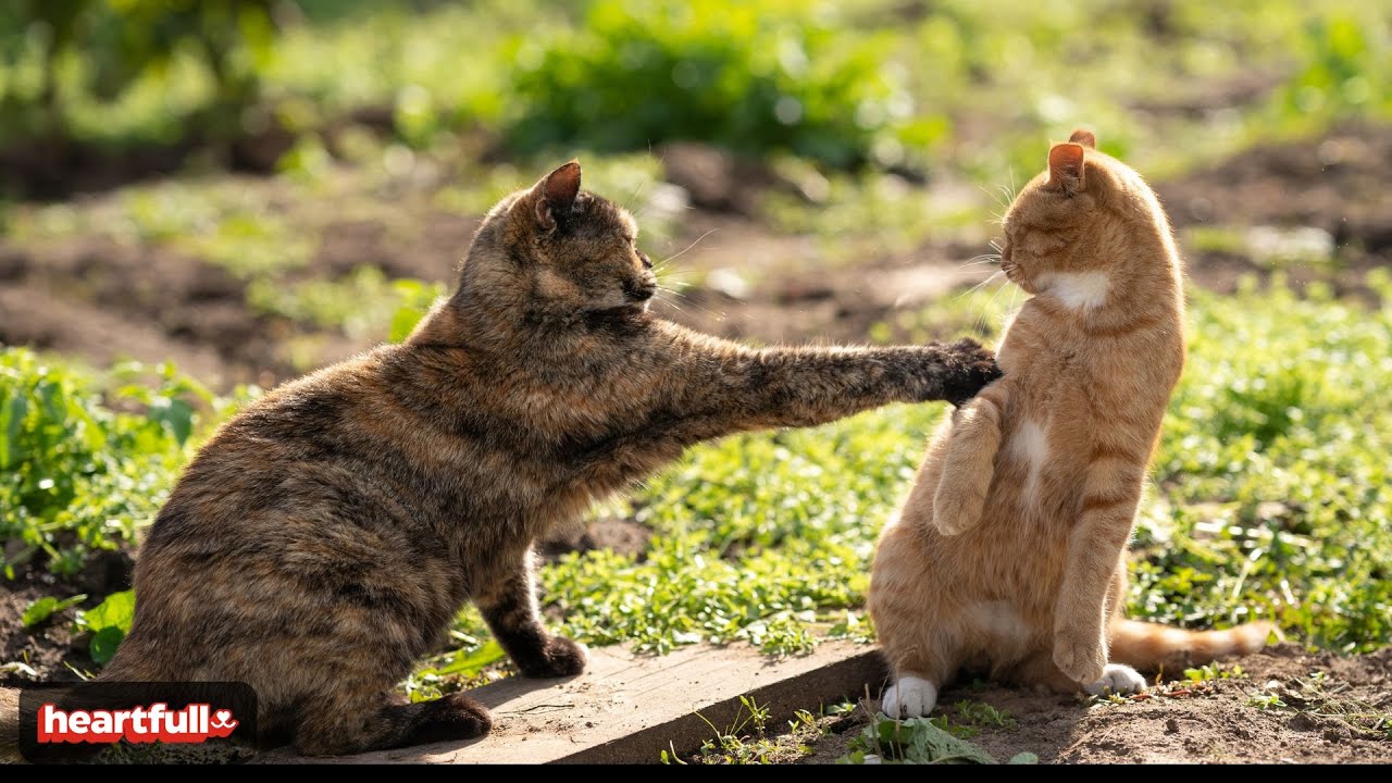 Play fight or real cat fight: How-to spot the difference - YouTube