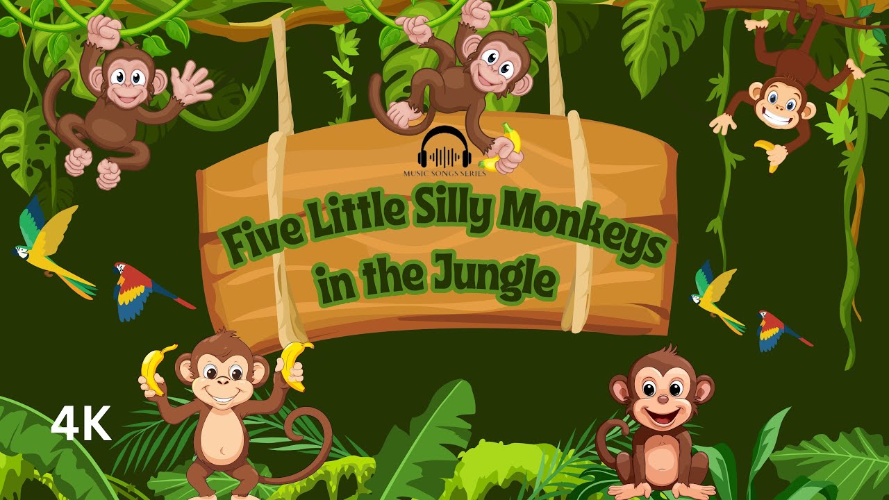 🌴🐵 Five little silly monkeys in the jungle | Silly Monkey Song for Children | Fun Rhymes for ...