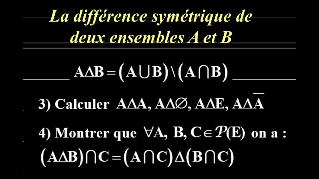 Série d'exercices vidéo 17 les ensembles : Exercice 5 avec solution ...