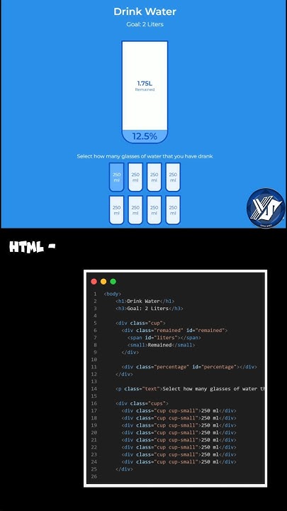 How to create Drinking Water Reminder Using HTML CSS and JavaScript | #coding #shorts - YouTube