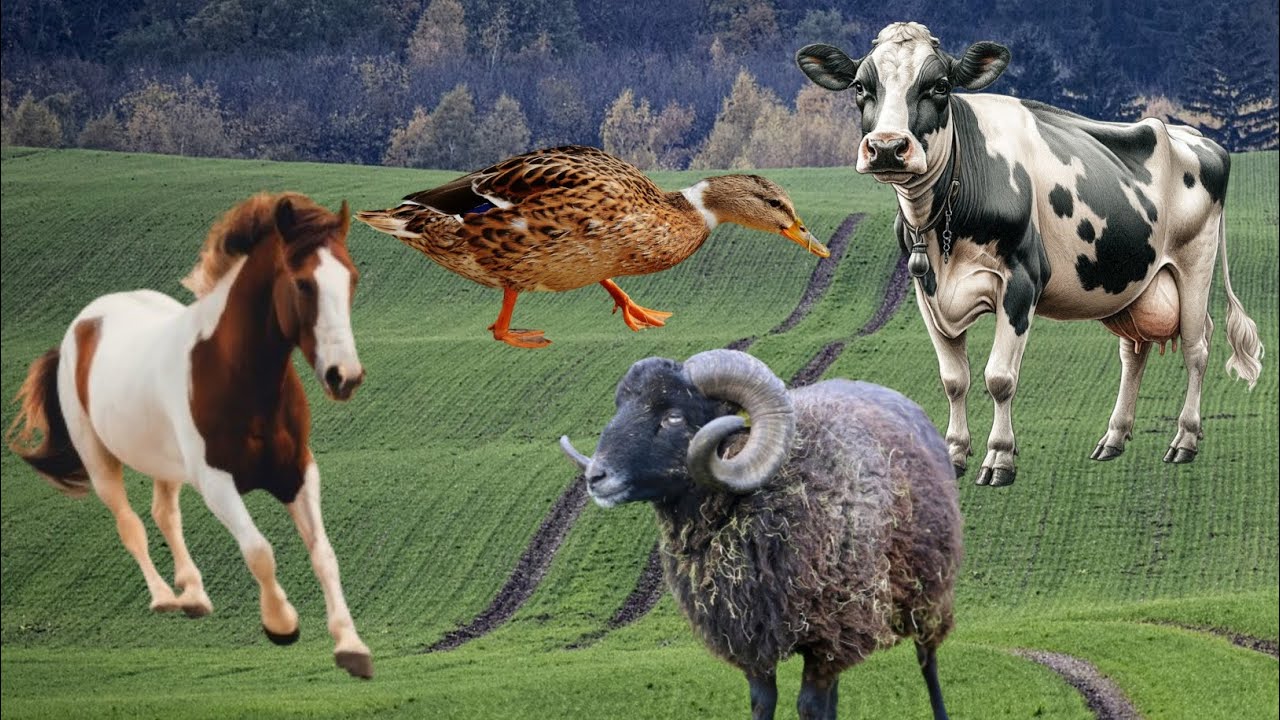 Funniest farm animals: horse, sheep, cow, duck - Animal sounds - YouTube