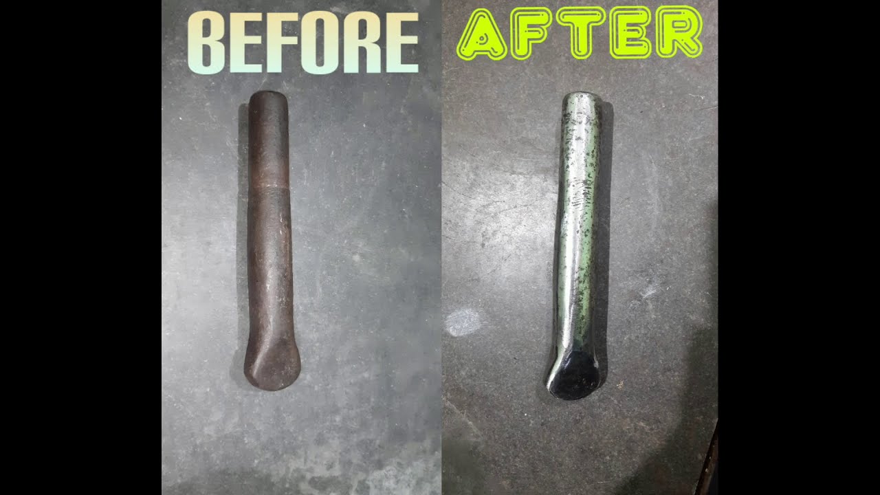 Cleaning a 15 year old heavy chisel with sand paper and Angle grinder ...