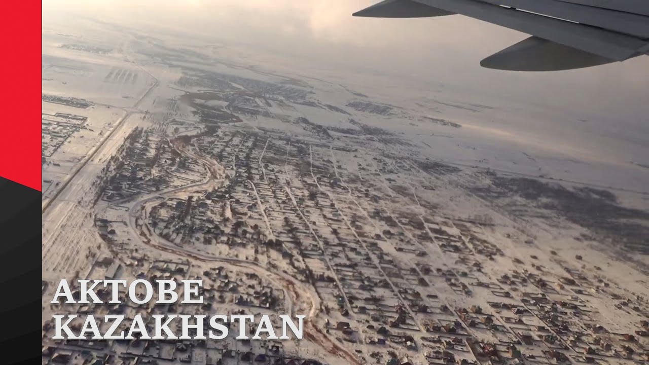 ICY Runway -30C Turbulent Landing Kazakhstan - Aktobe - Air Astana ...