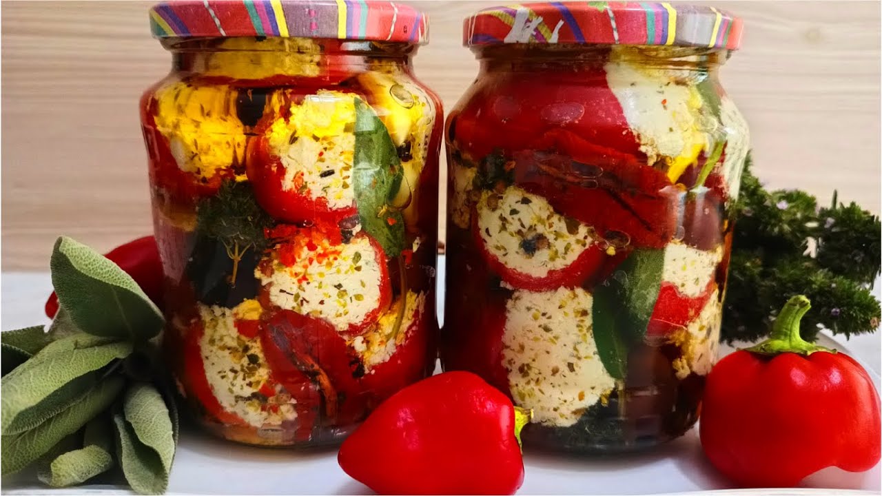 Ardei mini umpluți cu brânză în ulei cu ierburi aromate!🤍 ️ - YouTube