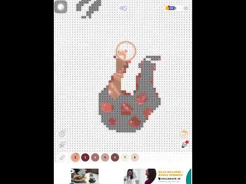 Drawing a cute teddy bear with boba tea in colour by number