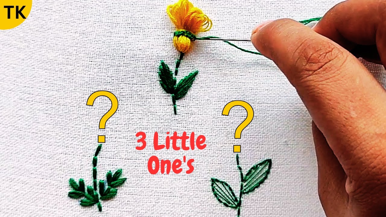 3 Cute Hand Embroidery Flower Designs | Hand Embroidery Design - YouTube