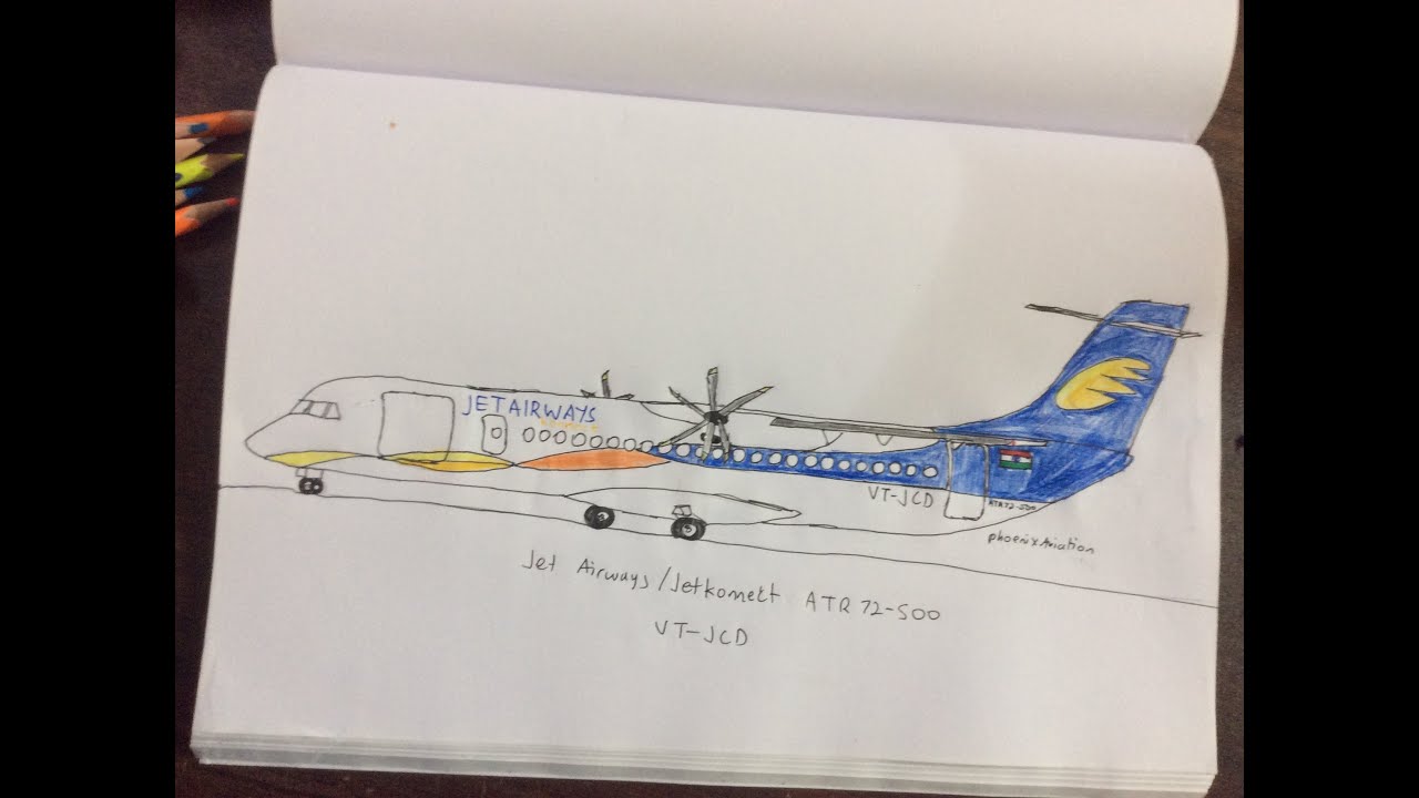 Drawing a JET AIRWAYS ATR72-500 VT-JCD - YouTube