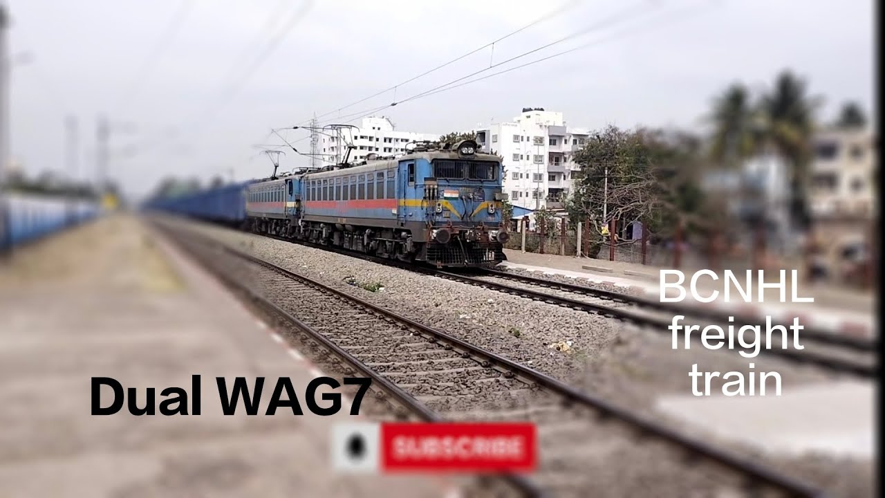 BCNHL freight train with dual WAG7 skipping vishrambag station# ...