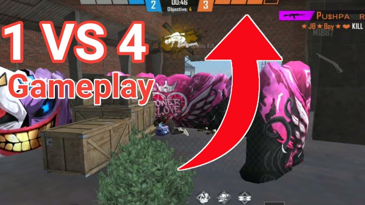 1 vs 4 free fire mobile gameplay - YouTube