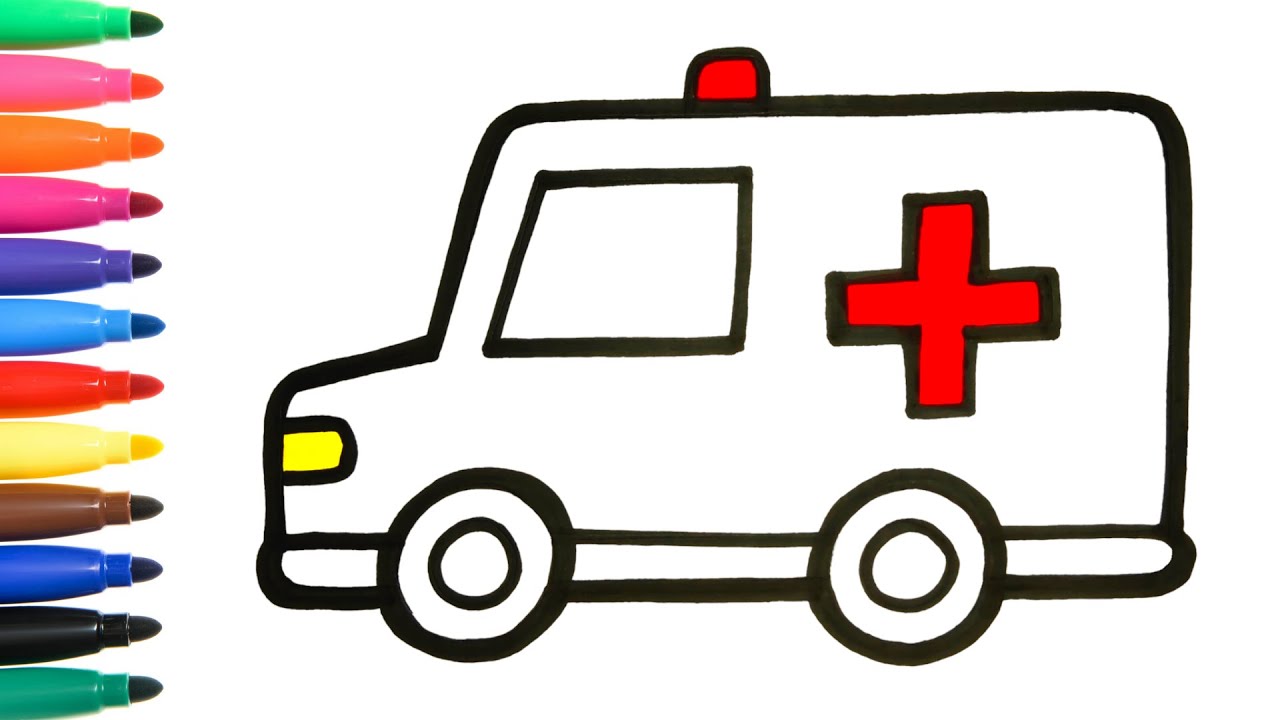 Ambulance Drawing for Kids | How to draw an ambulance easily - YouTube