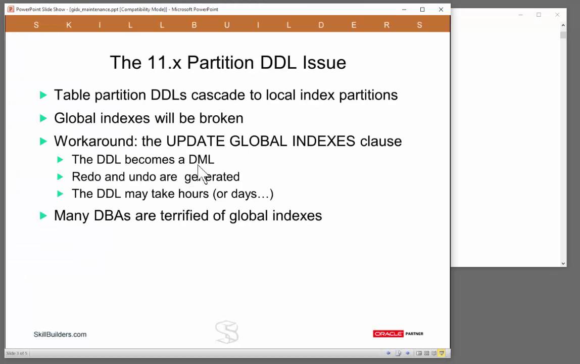 Stop Rebuilding Global Indexes! Oracle 12c Global Index Maintenance - YouTube