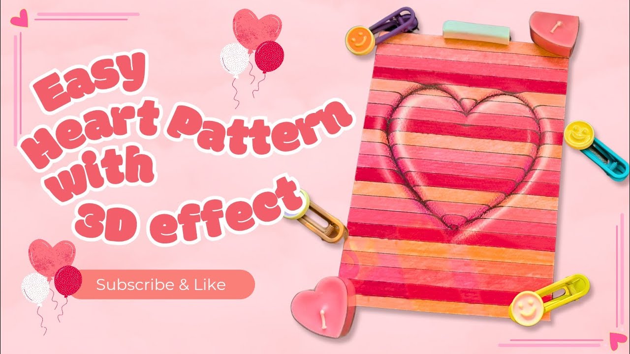 Easy 3D heart pattern tutorial for beginners | 3D effect HACK # ...