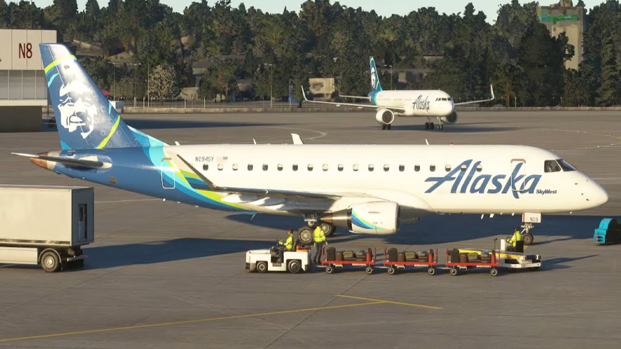 MSFS VATSIM Livestream, Alaska Flightsim Studios E170-200LR SEA-PDX ...