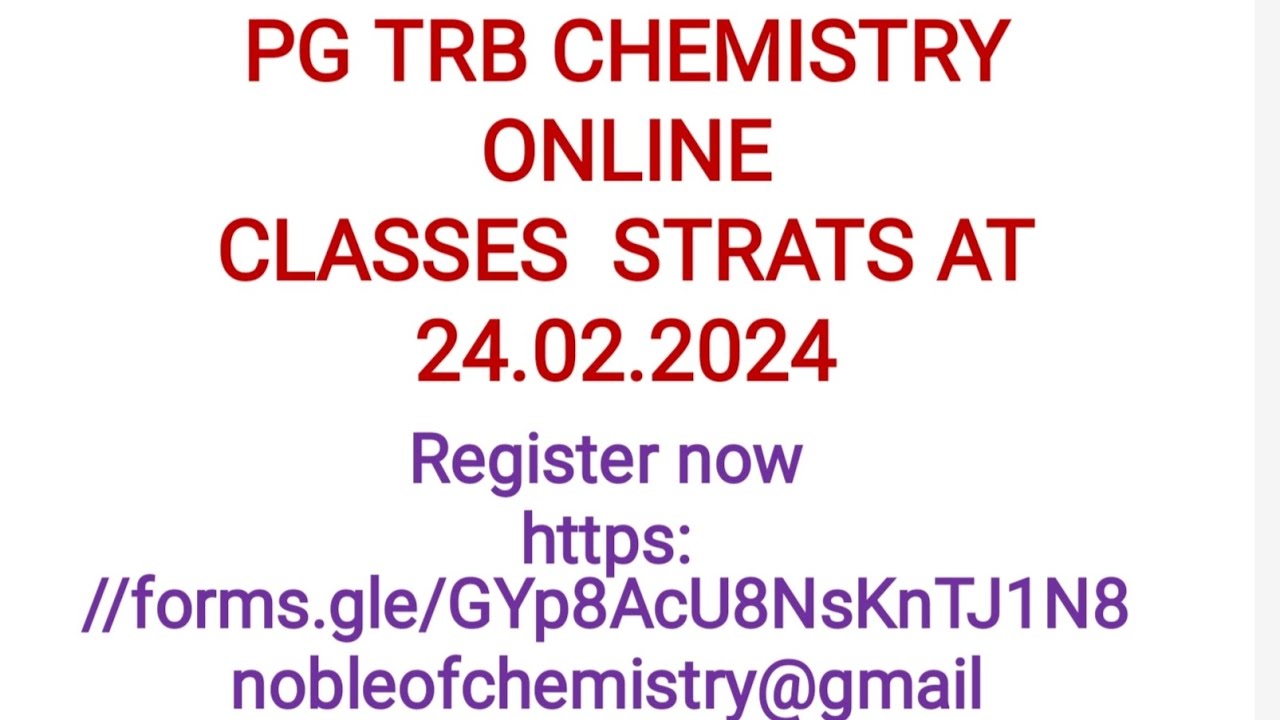 PG TRB CHEMISTRY CLASSES STARS ON 24.02.24 - YouTube