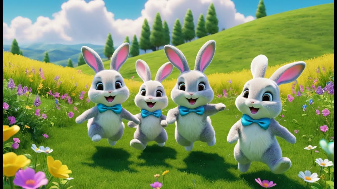 Five Little Bunnies Jumping on the Ground | Fun Bunny Song for Kids ...