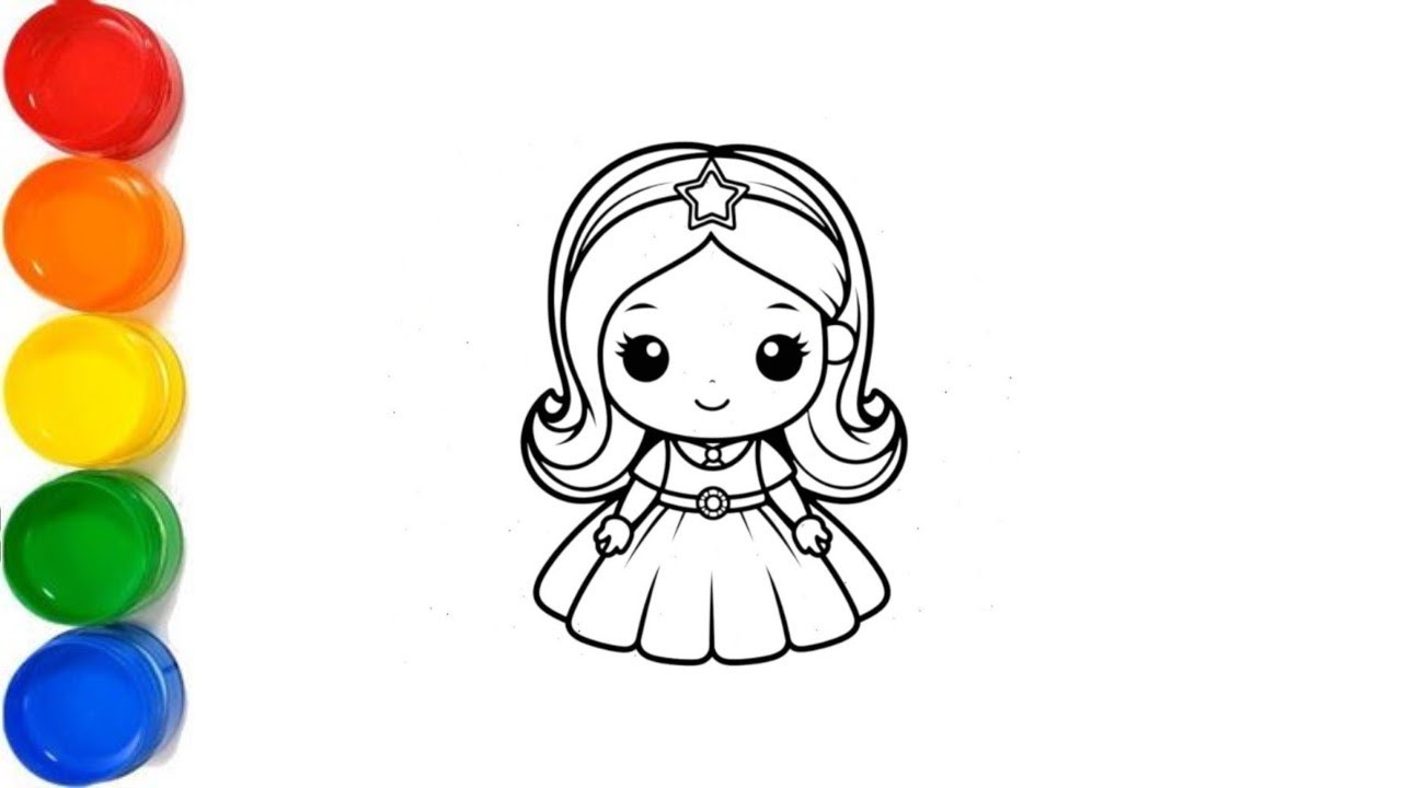 Doll drawing ll Easy Doll colour ll colour competitions ll - YouTube