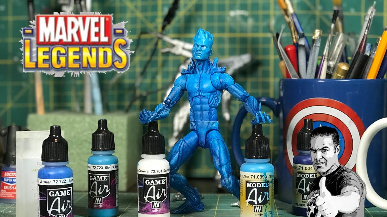 Marvel Legends Custom | Iceman WIP| Painting - Dry brushing - YouTube