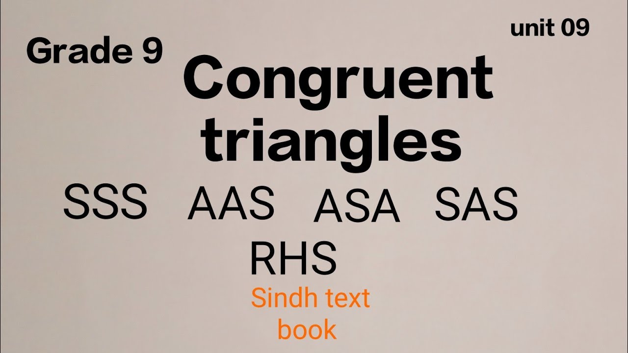 SSS AAS ASA SAS RHS rule 9th class new math sindh text book unit 9 ...