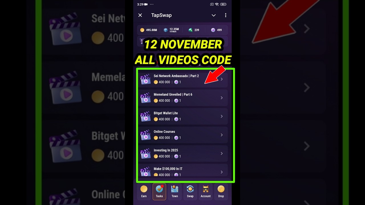 TapSwap All Video Code Today | TapSwap 12 November Video Code | 12 ...