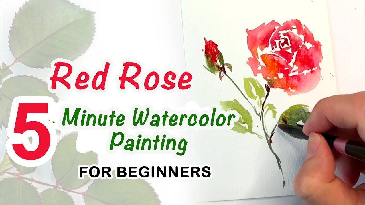 Easy Red Rose Watercolor Tutorial for Beginners - 5 Minute Step-by-Step ...