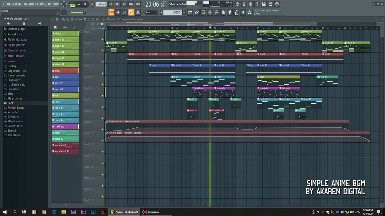Anime Simple BGM FL Studio 20 - YouTube