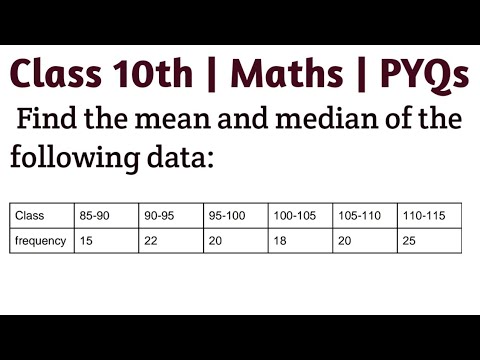 Find the mean and median of the following data: Class 85-90 90-95 95-100 100-105 105-110 110-115 ...
