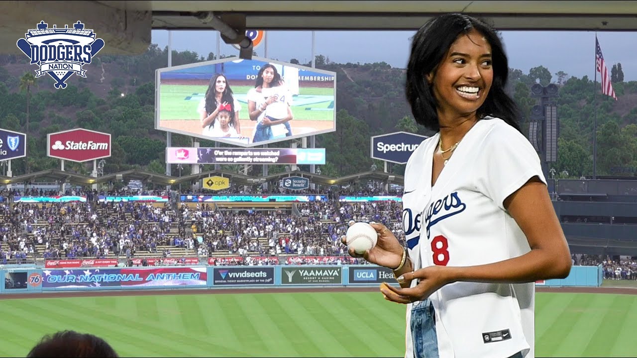Natalia Bryant Throws Out First Pitch at Dodgers Game, Dodgers Celebrate Kobe Bryant on Lakers ...