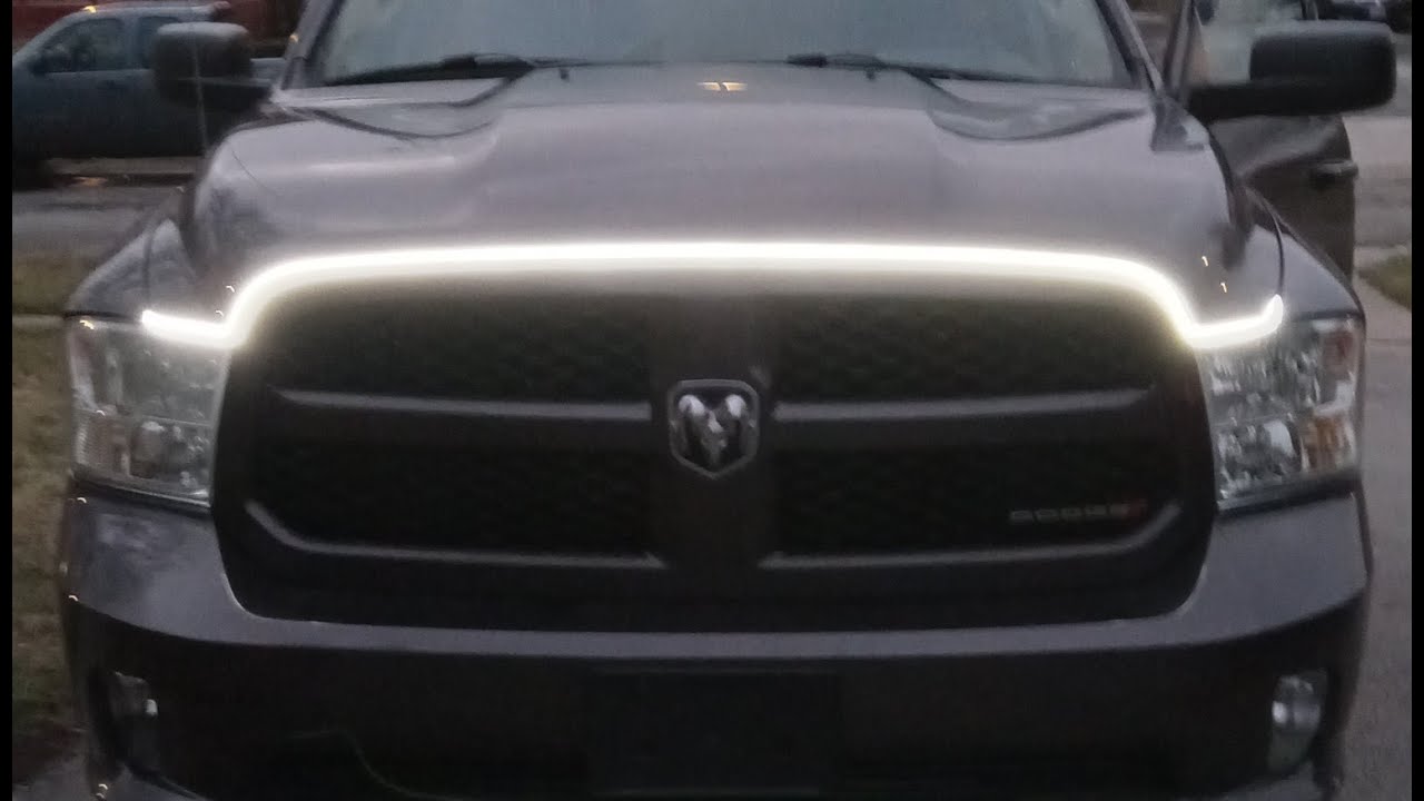 Tips on mounting LED hood mounted lights for Dodge Ram 1500 - YouTube