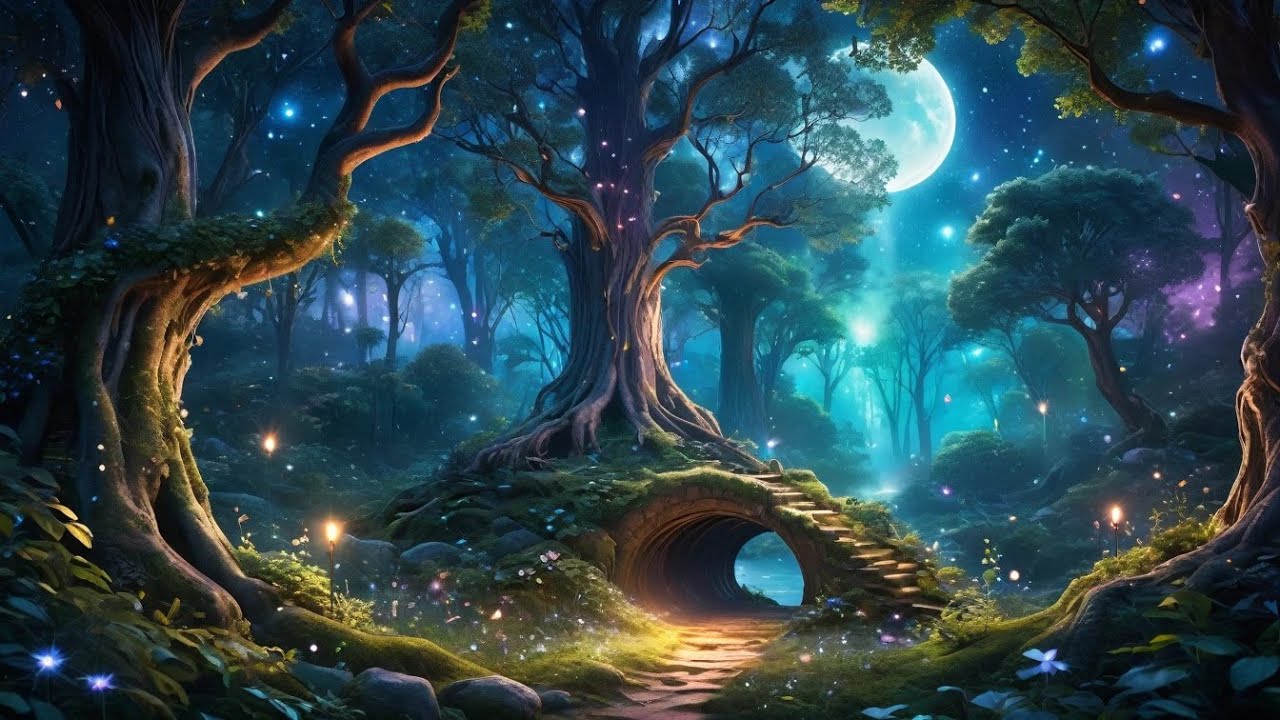 Healing flute ambient forest music & Natural birdsong - Moonlit Night ...