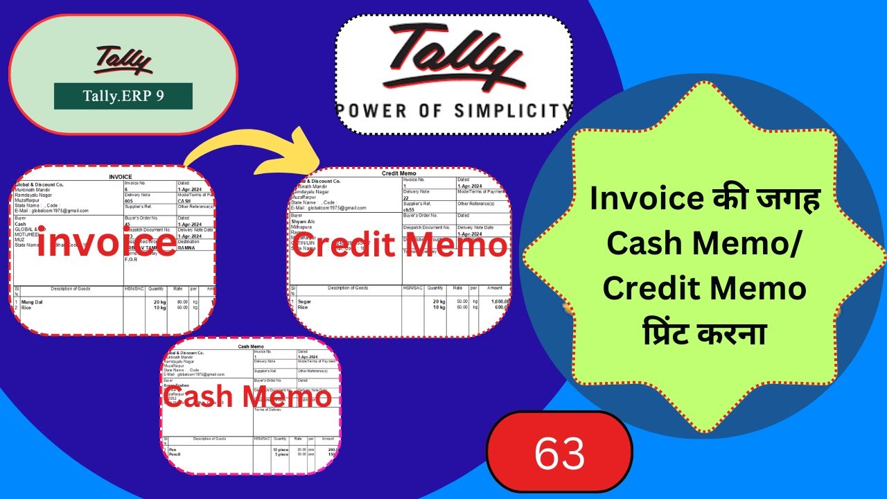 Cash Memo & Credit Memo in Tally.ERP 9 | Cash & Credit Sales Entry ...