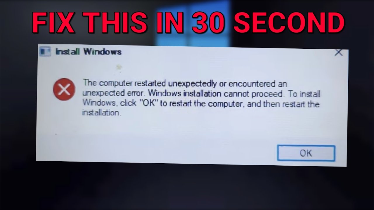 how to fix "The computer restarted unexpectedly or encountered an ...