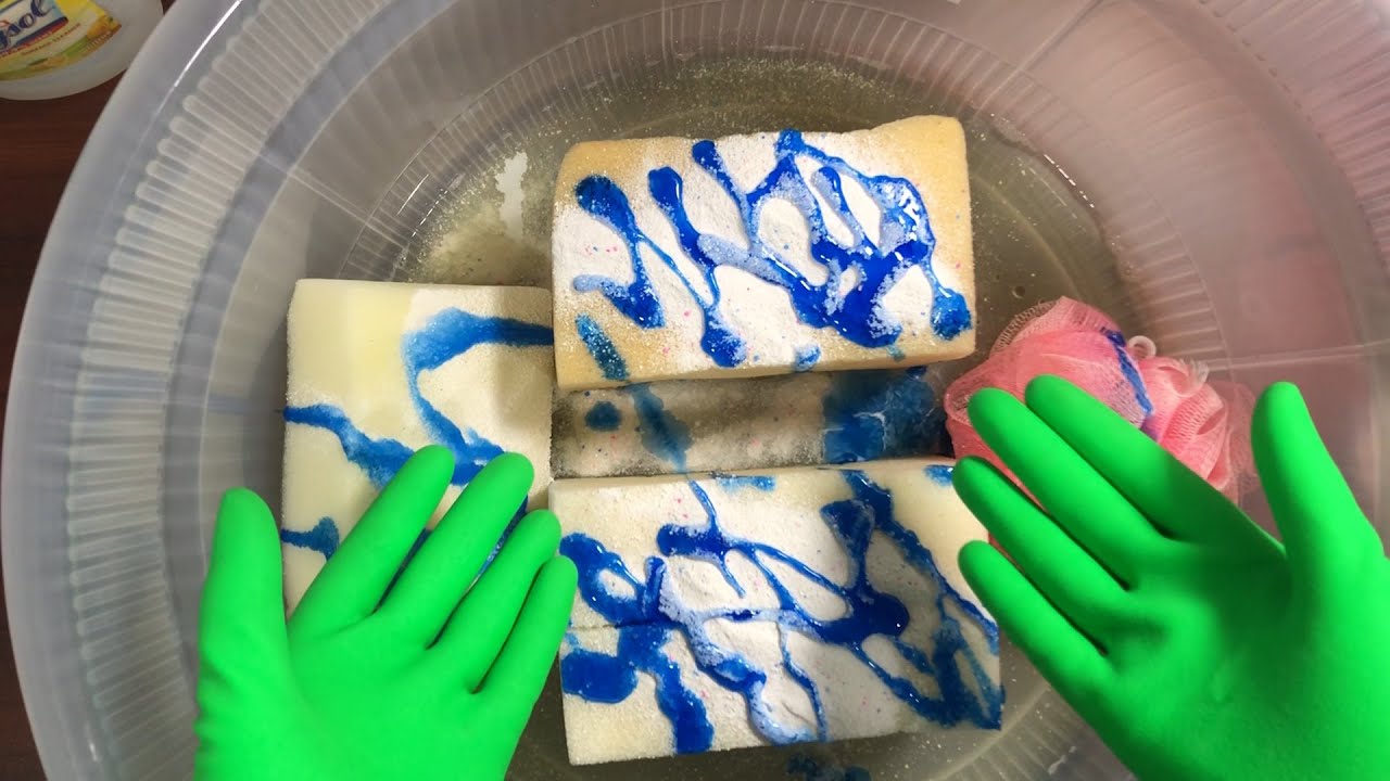 ASMR ODDLY SATISFYING SPONGE SQUEEZING Laundry Powder 🧼 ASMR - YouTube