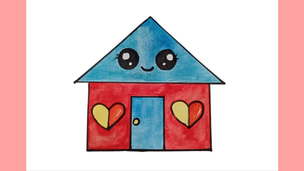How to draw a cute house - YouTube