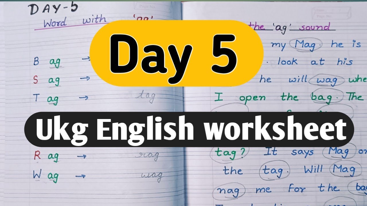 Ukg day of 5 ||UKG English course Day-5 ||UKG English worksheet ...