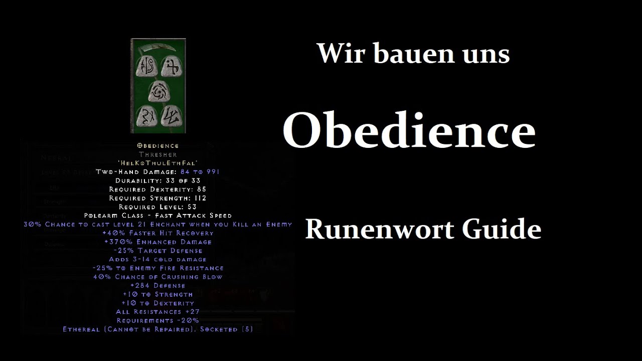 D2:R - Wir bauen uns Obedience - Runenwort Guide - YouTube