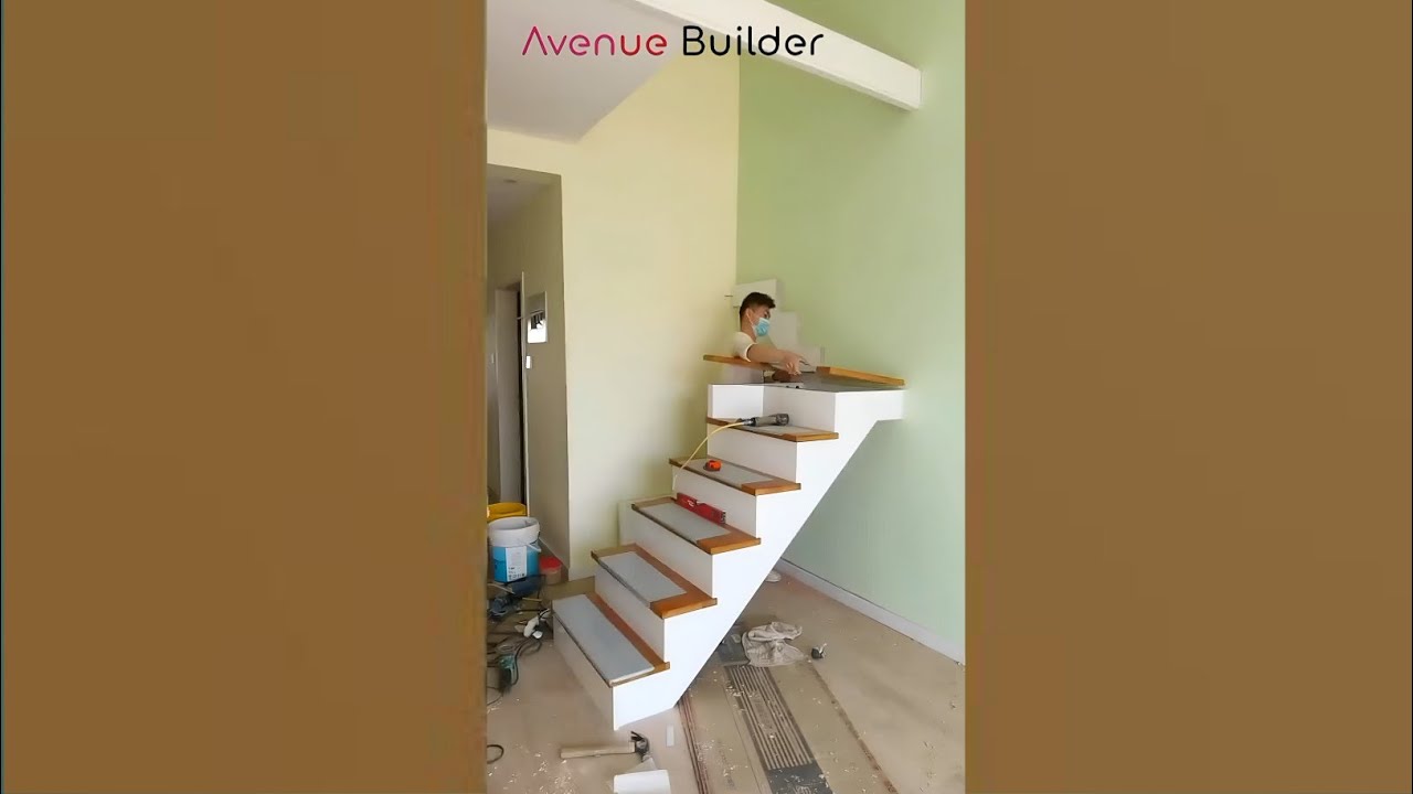 Man builds stairs from wood | complete process of stairs building | # ...