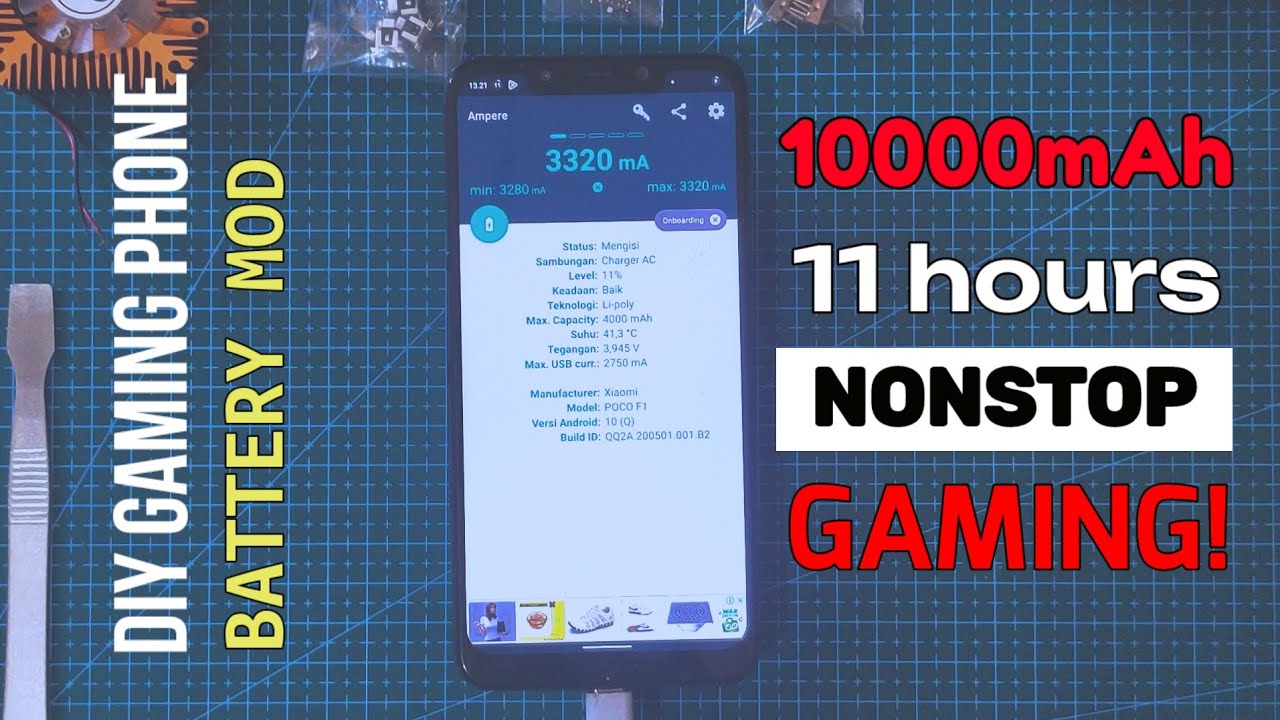 REVIEW DIY PHONE BATTERY 10000mAH | POCOPHONE F1 GAMING PHONE MOD ...