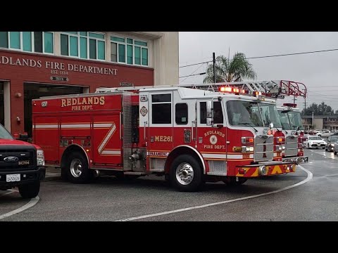 Redlands Fire Department Medic Engine 261 responding - YouTube