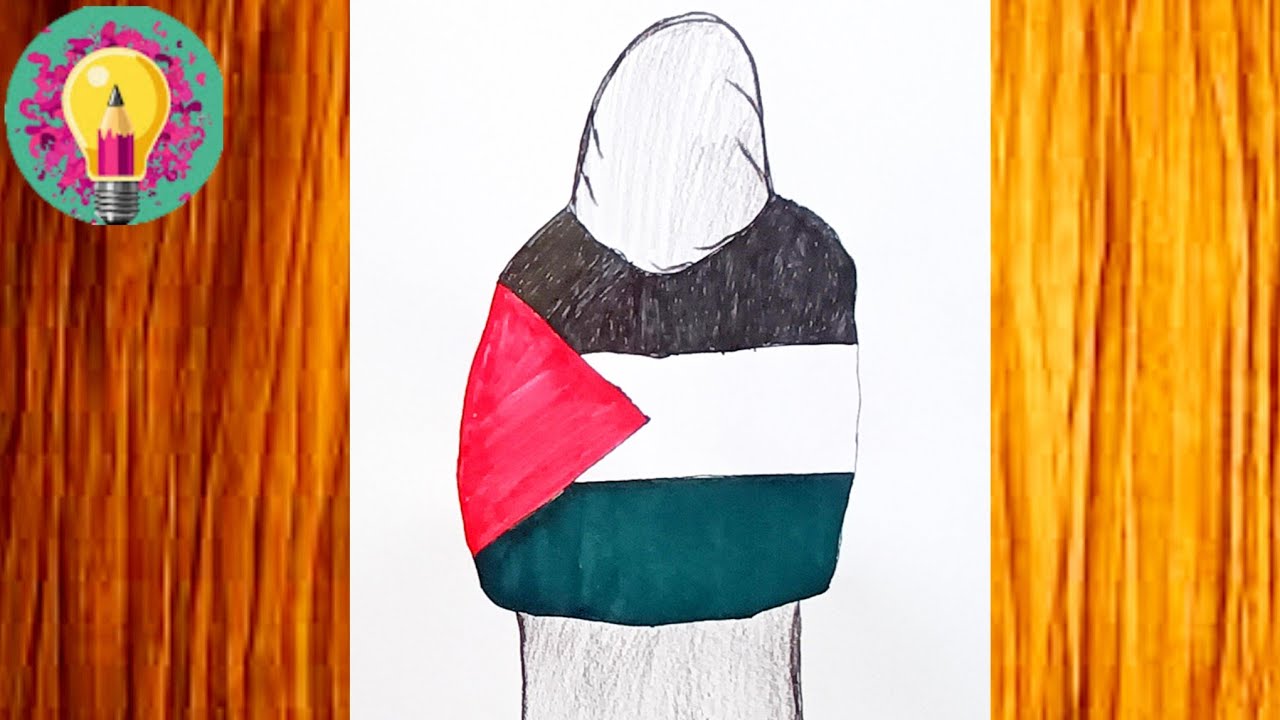 Palestinian girl🇵🇸, how to easily draw a Palestinian ️ girl step by ...