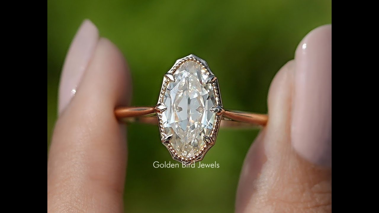 Off-White Old Mine Cut Moval Moissanite Ring - YouTube