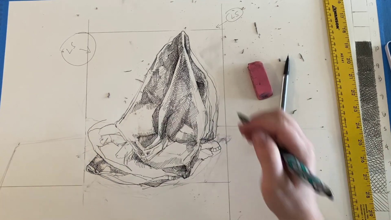 Cloth Value Study - Cross Hatching - YouTube
