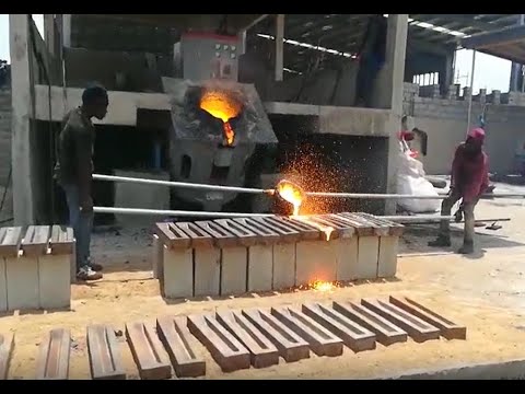 Scrap metal melting and billet manual casting from Ghana Customer - YouTube