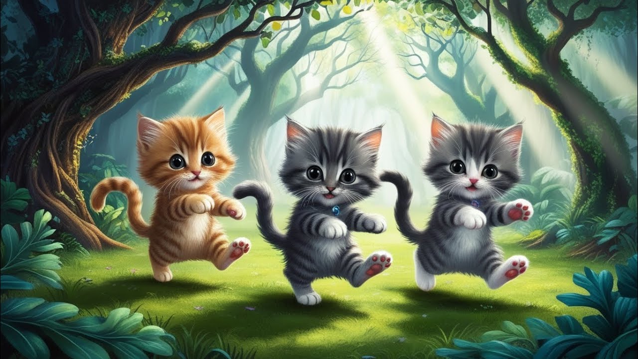 video of cute kittens dancing in the middle of the forest - YouTube