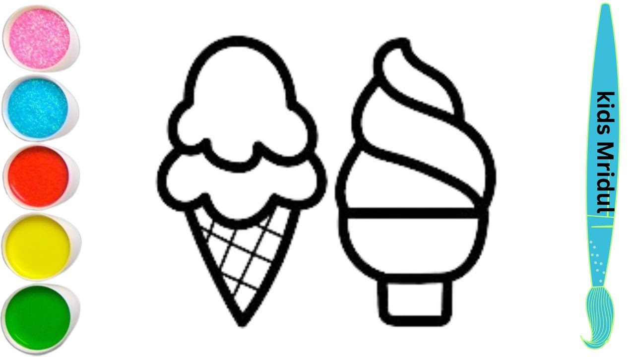 Ice cream Drawing , painting and coloring for kids and toddlers || Ice ...