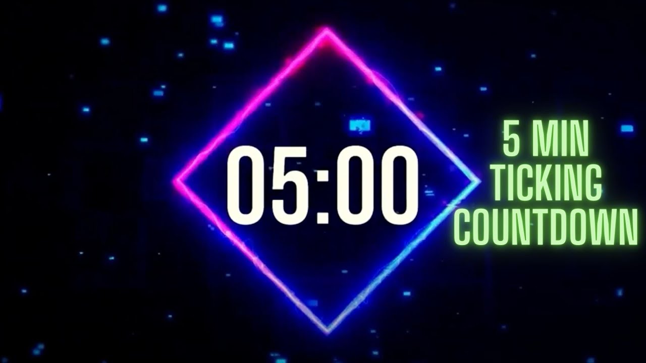 5 minute ticking countdown timer with an alarm at the end. - YouTube