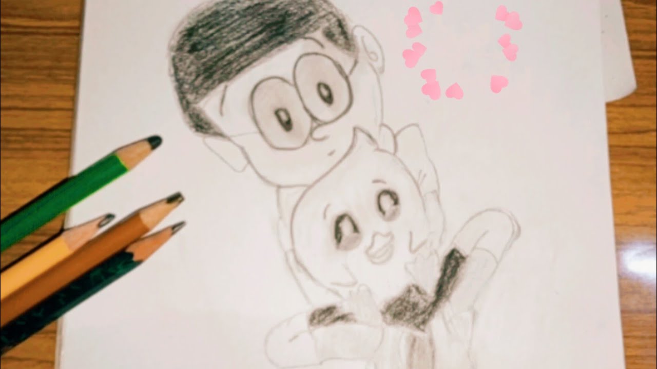 How do draw Nobita and pipo# noor sketch book 📚 - YouTube